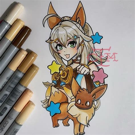 Drew Kirara And Eevee R Genshin Impact