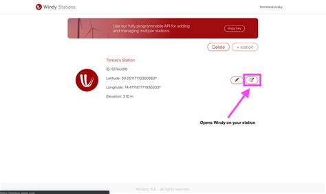 how to request the windy station api key windy community