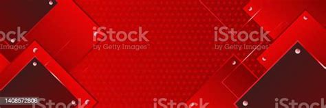 추상 진한 빨강 금속 탄소 중립 겹침 밝은 육각형 메쉬 디자인 현대 고급 미래 기술 배경 게임 기술 와이드 배너 벡터 일러스트