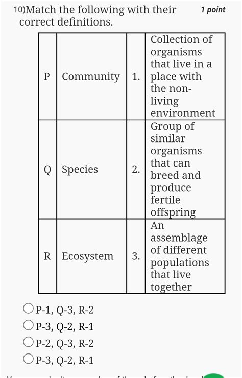 Solved Match The Following With Their1 Point Correct Chegg Com