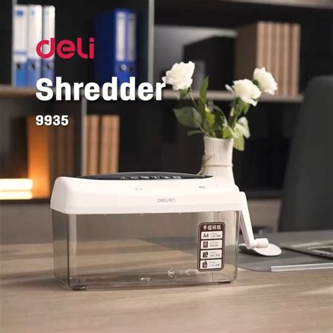 Deli เครื่องย่อยกระดาษ 4 ลิตร เครื่องทำลายเอกสาร เครื่องทำลายกระดาษ แบบมือหมุน ขนาด A4 อุปกรณ์