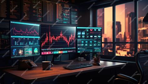 Premium Photo Computer Screen At The Display With Stock Graphs On It