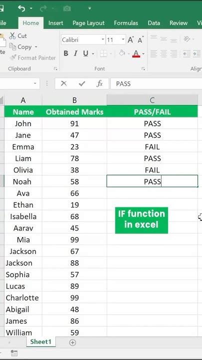 Excel If Function Trick In 20 Seconds Passfail Shorts Exceltricks Youtube