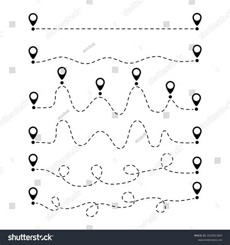 Pin Map Dotted Line Route Set Stock Vector Royalty Free 2232013455