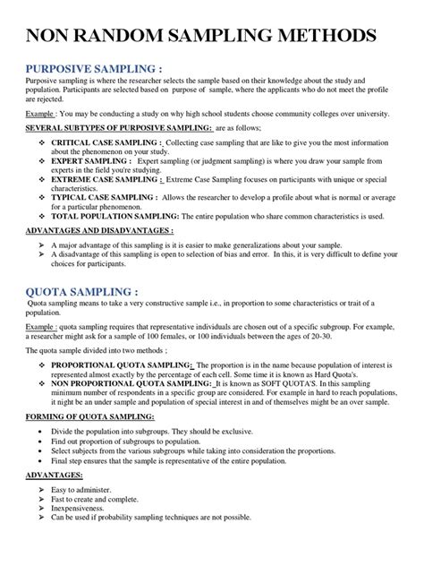 Non Random Sampling Methods Pdf Sampling Statistics Hypothesis
