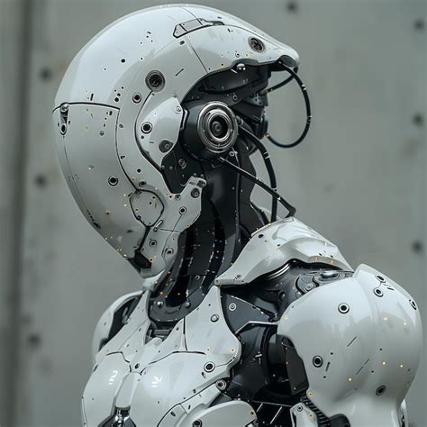 white humanoid robot cyborg premium ai generated image