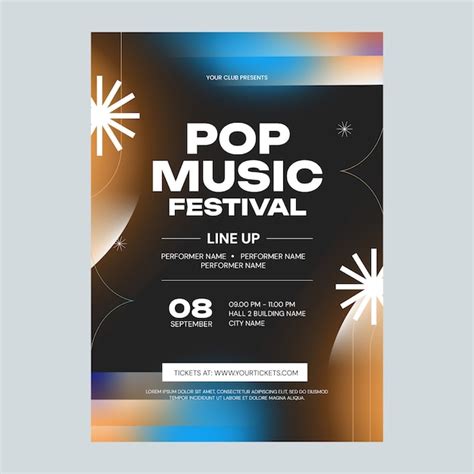 그라디언트 음악 페스티벌 포스터 템플릿 프리미엄 벡터