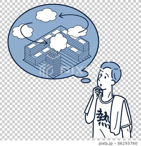一位熱心研究桑拿舒適度的熱浪大師的等距插圖 插圖素材 86293760 PIXTA圖庫