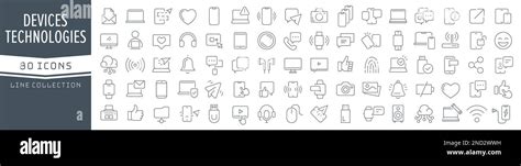 Devices And Technology Line Icons Collection Big Ui Icon Set In A Flat Design Thin Outline