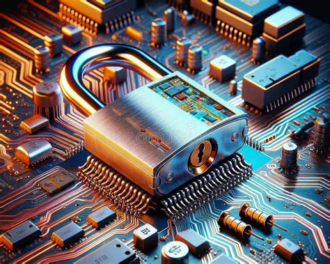 Computer Security Passwords Protected Codes Microchip Circuit Board