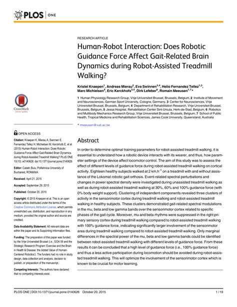 Pdf Human Robot Interaction Does Robotic Guidance Force Affect Gait Related Brain Dynamics