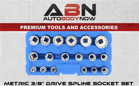Abn Universal Spline Socket Set 18 Piece Metric Socket Tool Set 3 8in Drive