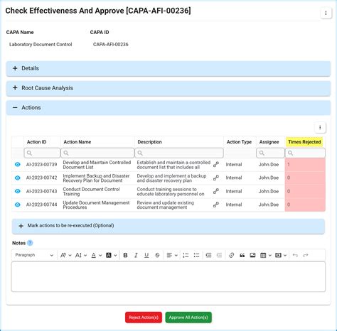 Actions Contextual Visibility Of Rejection History CAPA