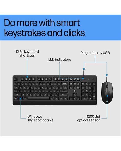 Hp Km180 Keyboard And Mouse Wired Usb Desktop Keyboard Black