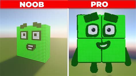 Building Numberblock 4 Noob Vs Pro In Minecraft Numberblocks Youtube