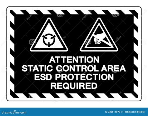Attention Static Control Area Esd Protection Required Symbol Sign