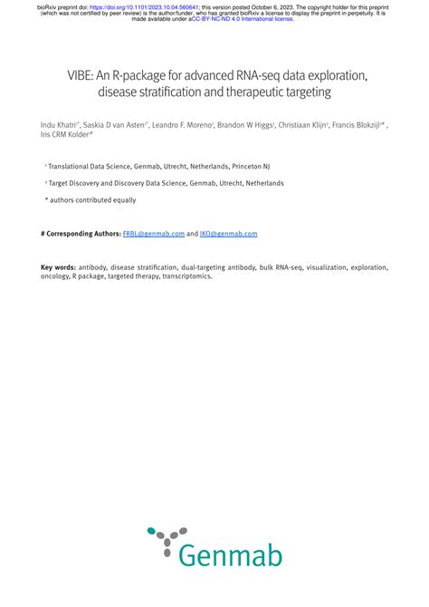 Pdf Vibe An R Package For Advanced Rna Seq Data Exploration Disease