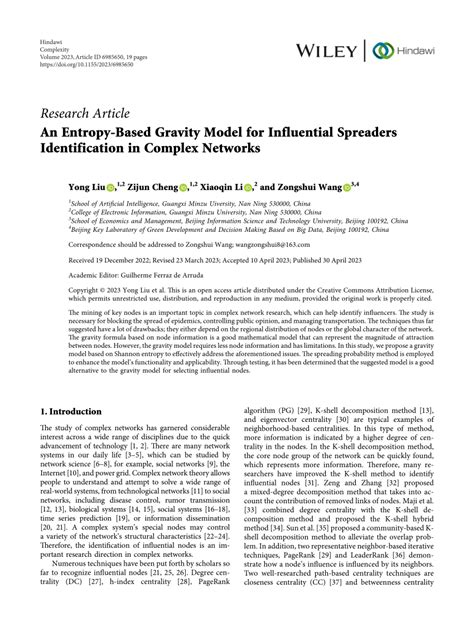 pdf an entropy based gravity model for influential spreaders identification in complex networks