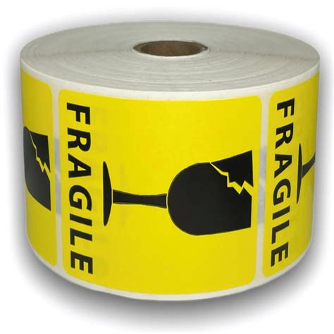 Custom 3x2 Inch Red Warning Label Barcode Handle With Care Do Not Drop