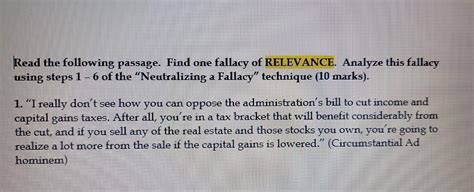 Solved Name The Fallacy Identity The Criteria For The Chegg Com