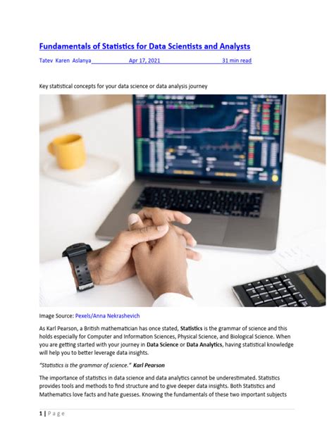 Fundamentals Of Statistics For Data Scientists And Analysts Pdf