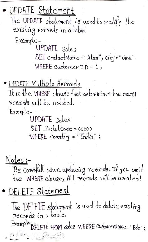 Sql Notes Handwritten Pdf Enhance Your Database Knowledge Connect 4