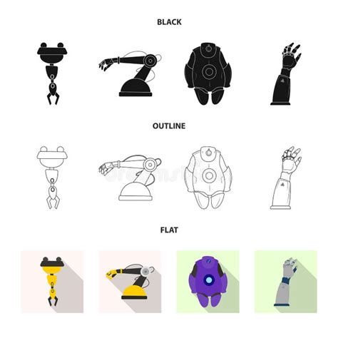 Vector Illustration Of Robot And Factory Symbol Set Of Robot And Space