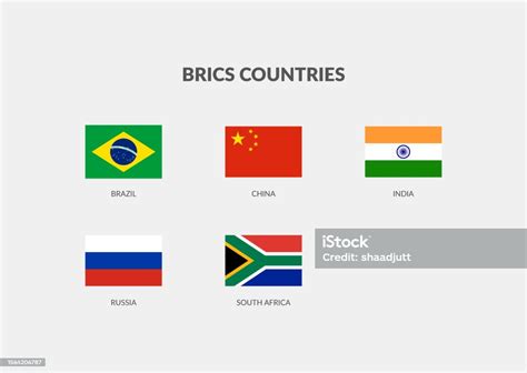 Brics Countries Rectangle Flag Icon Collection Stock Illustration Download Image Now Africa