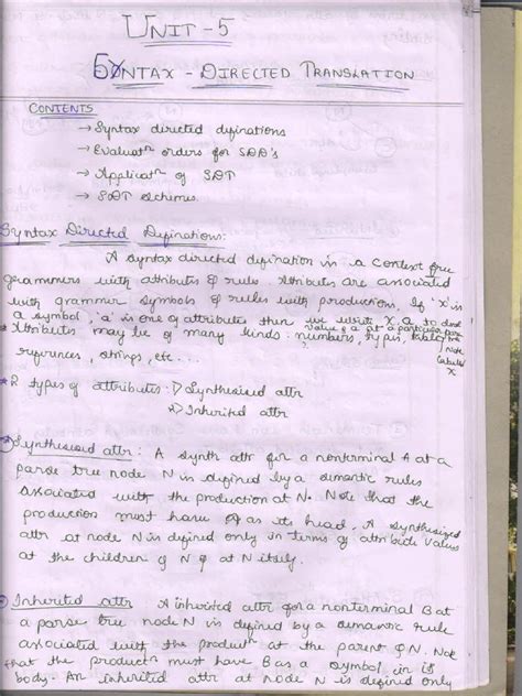 Unit 5 Syntax Directed Translation 3 Pdf