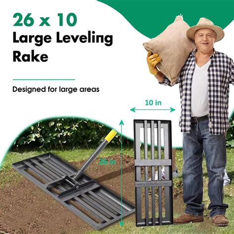 Lawn Leveling Rake 6ft 26x10 Leveling Rake With Smooth Rounded Edge