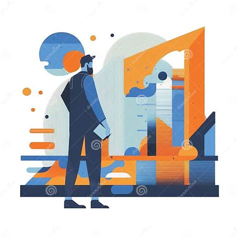 Architect Creating Blueprints In Colorful Ui Ux Style With Generative Ai Stock Illustration