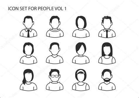 벡터 일러스트 레이 션으로 기업 들의 아바타 아이콘입니다 머리와 상체 평면 디자인 Stock Vector By © 111149216