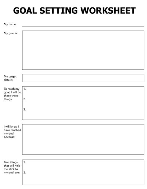 Printable Goal Setting Worksheet Free Printable Templates