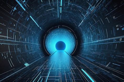 Premium Photo Flight Through Abstract Blue Tunnel Made With Zeros And