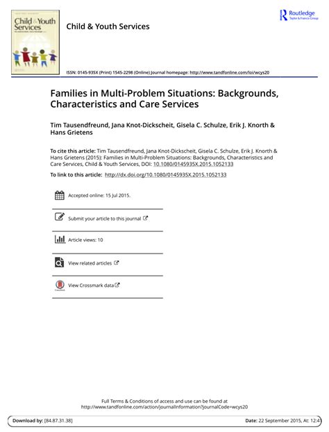 Pdf Families In Multi Problem Situations Backgrounds Characteristics And Care Services