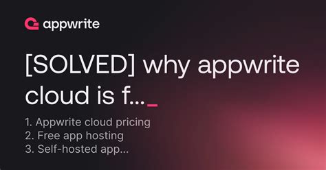 Solved Why Appwrite Cloud Is Free Threads Appwrite