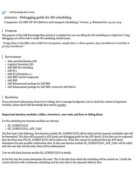 Debugging Guide Of Sd Scheduling Pdf Debugging Computer Programming