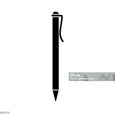 글리프 볼펜 아이콘입니다 연필 분리 벡터 펜입니다 간단한 일러스트레이션 검은색에 대한 스톡 벡터 아트 및 기타 이미지 검은색