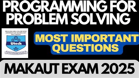 Programming For Problem Solving Makaut Most Important Questions