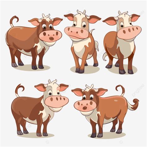 Cattle Clipart Different Cartoon Farm Cows In Different Poses Vector