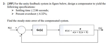 Solved P For The Unity Feedback System In Figure Chegg Com