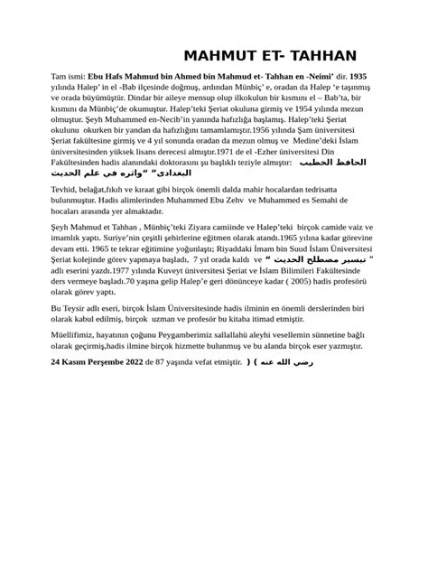 Mahmut Et Tahhan Pdf