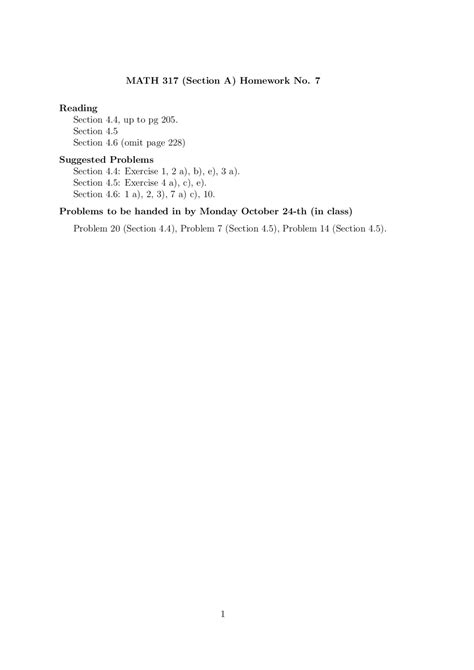 assignment 7 problems for theory linear algebra math 317 docsity