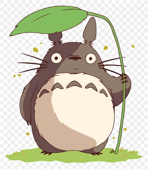 My Neighbor Totoro Adorable Totoro Holding A Leaf Umbrella Png