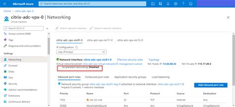 Configure A Citrix ADC VPX Instance To Use Azure Accelerated Networking