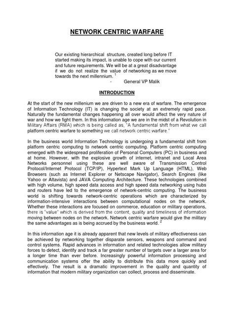 Network Centric Warfare Pdf Intelligence Surveillance Target Acquisition And