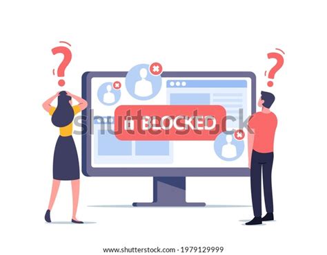 Tiny Male Female Characters Huge Computer Stock Vector Royalty Free