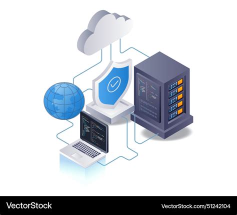 Cloud Server Security Analyst Infographic 3d Flat Vector Image