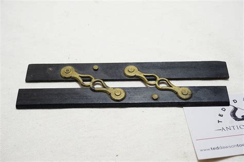 Lovely Small Ebony And Brass Parallel Rule With Decorative Hinges Ted