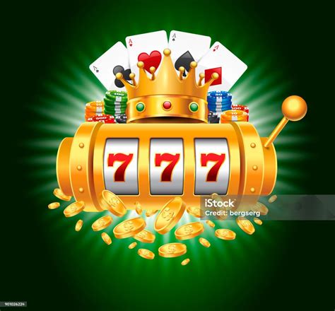 슬롯 머신 777 황금 동전 카드 놀이 대 한 도박 칩 및 그라데이션 녹색 배경 왕관에 대한 스톡 벡터 아트 및 기타 이미지 왕관 도박 가능성 Istock